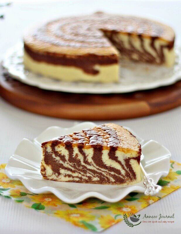 Soufflé Japanese Zebra Cheesecake 日式舒芙蕾斑马芝士蛋糕 - Anncoo Journal